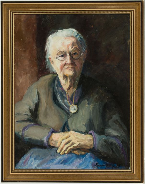 Therese Henry - Signed and Gilt Framed 1949 Oil, Portrait of an Old Lady