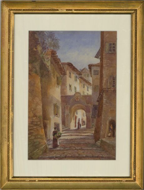 David Roberts - 1851 Watercolour, The Cobbled Street