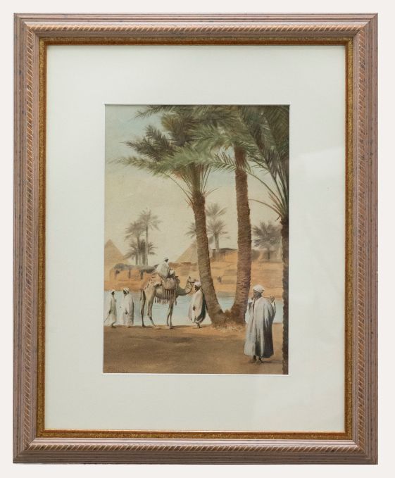 Frederick Hancock - 19th Century Watercolour, Pyramids by The Nile