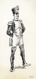 L.J. Webster - 1903 Pen and Ink Drawing, Standing Soldier