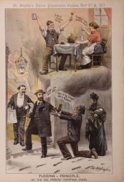 Tom Merry - 1890 Lithograph, Pudding v. Principle