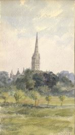 Frank S. Bowden - Early 20th Century Watercolour, Salisbury Cathedral