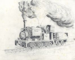 Set of 3 Mid 20th Century Graphite Drawings - Train Studies
