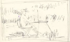 Peter Collins ARCA - c.1970s Graphite Drawing, The Artist in His Studio