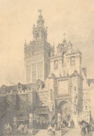 Very Fine Mid 19th Century Graphite Drawing - Cathedral of Seville