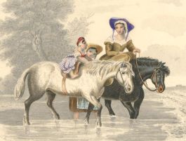 19th Century Graphite Drawing - Crossing the Brook