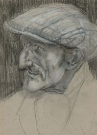 John Cherrington (1931-2015) - 20th Century Charcoal Drawing, Elderly Man