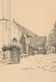 Montague M. Webb (fl.1935-1975) - 1935 Pen and Ink Drawing, Tithe Barn