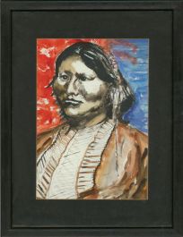 20th Century Watercolour - Portrait of Sitting Bull