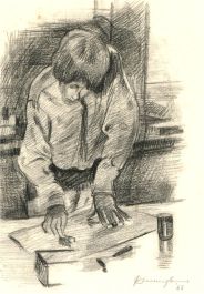 John Cherrington (1931-2015) - 1968 Charcoal Drawing, Working Figure