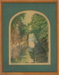 Gordon Lee - Signed and dated 1980 Pastel, A Walk Along the Canal