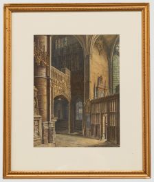 Alfred Bennett Bamford (1857-1939) - Watercolour, Church Interior