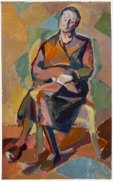 Modernist Mid 20th Century Oil - Portrait of a Seated Woman