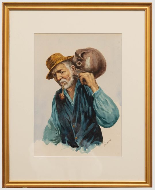 Gianni - Italian School 20th Century Watercolour, Portrait of a Man ...