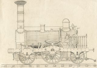 Amazingly accurate 19th Century Pen and Ink Drawing - Locomotive