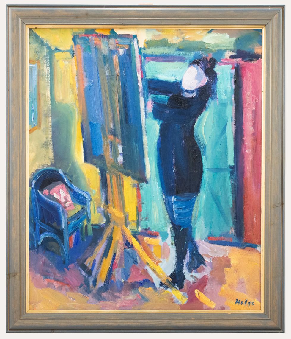 Anthony Hodge (1948-2009) - Framed 20th Century Oil, Artist at Her Easel