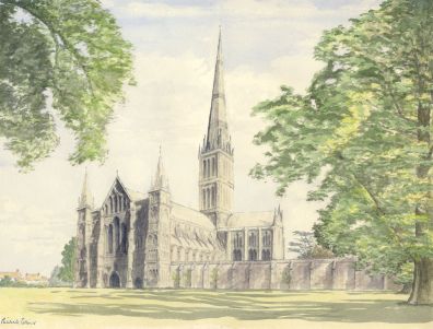 Richard Collins - c.1981 Watercolour, Salisbury Cathedral