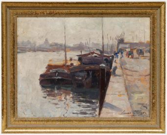 Louis Clesse (1889-1961) - Mid 20th Century Oil, Study of the Harbour