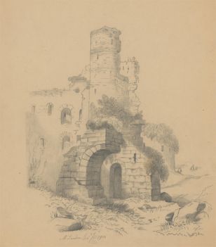 M. Sanders - A Pair of Early 20th Century Graphite Drawings, Castle Ruins