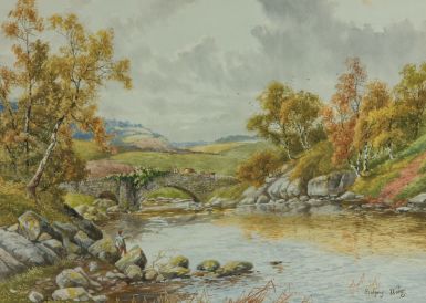 Sidney Watts - Mid 20th Century Watercolour, Landscape with Stone Bridge