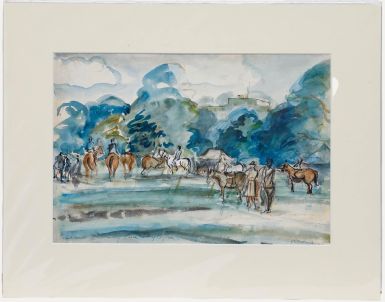 Reginald Wilkinson - 1946 Watercolour, Gymkhana at Somerley Park