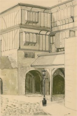 P. Henson - Double-Sided 1949 Watercolour, Byward Tower, Tower of London