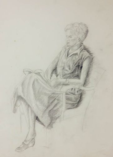 J. Ellams - Early 20th Century Graphite Drawing, Seated Woman