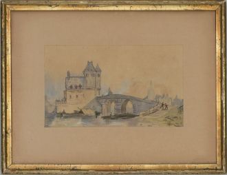 Walter Stritch Hutton (1871-1953) - 1886 Watercolour, Continental River ...