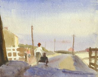 Jean Dryden Alexander (1911-1994) - Watercolour, Figures on a Road