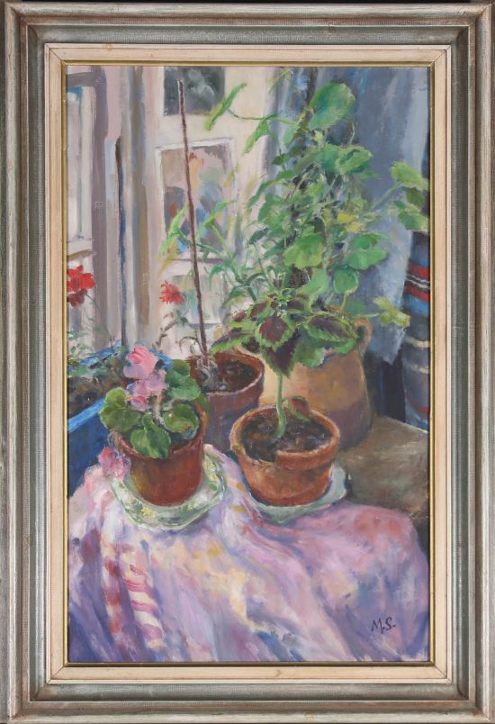 Michael Stone - 1992 Oil, Begonias in The Studio