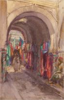 Noel Syers - 1927 Watercolour, Market In The Alley