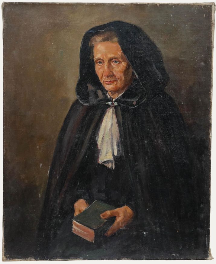 Luc De Decker (1907-1982) - Mid 20th Century Oil, Lady In A Black Cloak