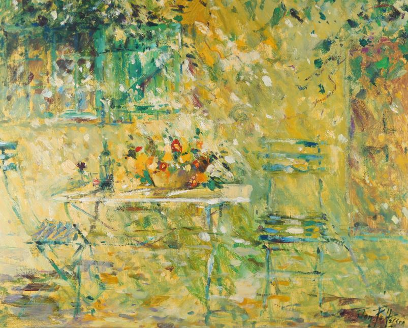 Jon Patterson R. A. S. - 20th Century Oil, Corner of a Summer Garden