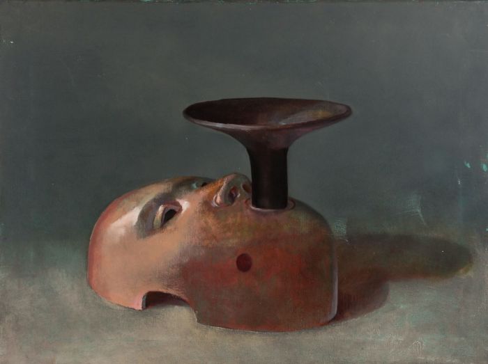 Julian Gordon Mitchell - Contemporary Oil, Surreal Still Life with Mask