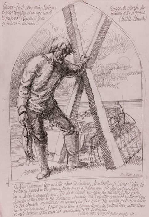 Chris Fiddes - 1994 Graphite Drawing, Design for Window St Andrew ...