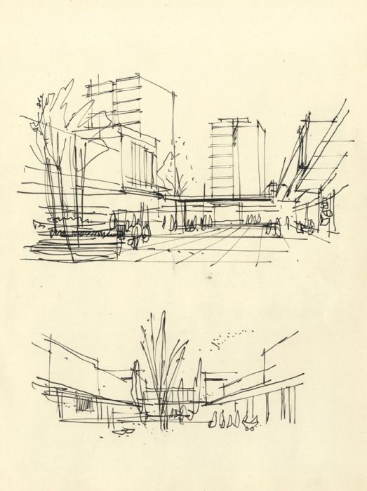 Paul Sharp - Mid 20th Century Pen and Ink Drawing, Urban Buildings