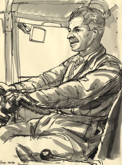 Paul Sharp - Mid 20th Century Pen and Ink Drawing, Portrait of George ...