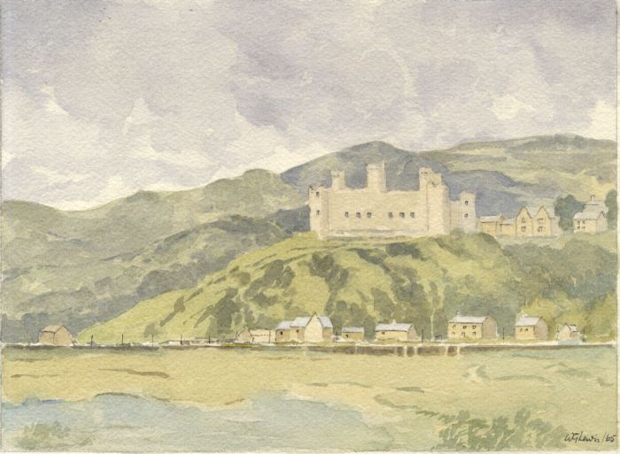 W.G. Lewis - 1965 Watercolour, Harlech Castle, N Wales