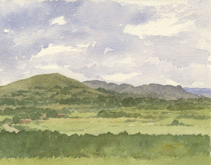 Eileen Lewis - Mid 20th Century Watercolour, Brent Knoll from Bleadon Hill