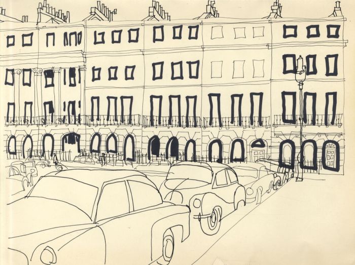 John Burningham - Mid 20th Century Pen and Ink Drawing, London Street Scene