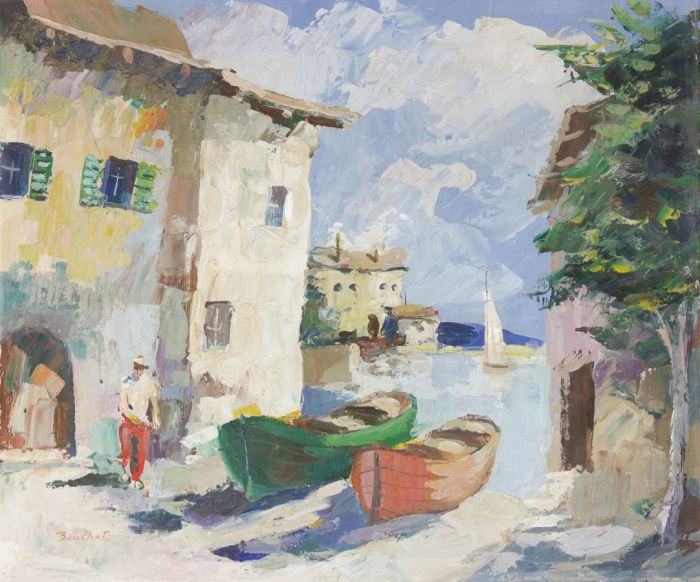 Bouchet - Early 20th Century Oil, Down to the Harbour