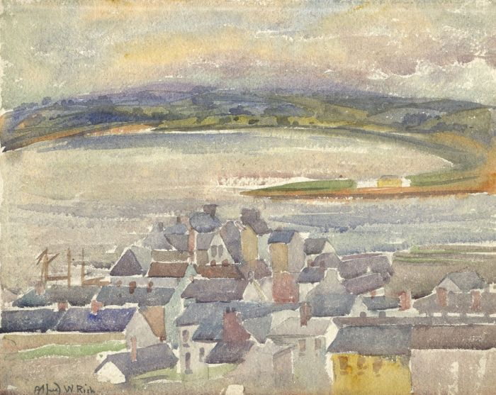 Style of Alfred W. Rich - Mid 20th Century Watercolour, Looking over ...