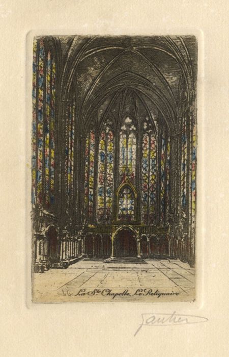Lucien Gautier 19th Century Etching, La Ste. Chapelle le Reliquaire