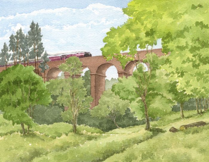Eileen Lewis - 1987 Watercolour, Armathwaite Viaduct, Settle-Carlisle ...
