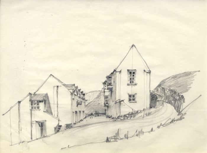 Frank S. Bowden - Early 20th Century Graphite Drawing, Village Steps