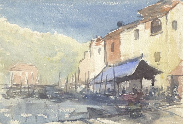 William George Tuck - Mid 20th Century Watercolour, Continental Dock Scene
