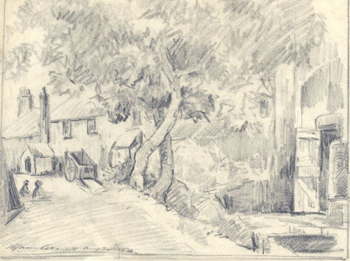 Marcus Adams - Pair of Early 20th Century Graphite Drawings, Country Homes
