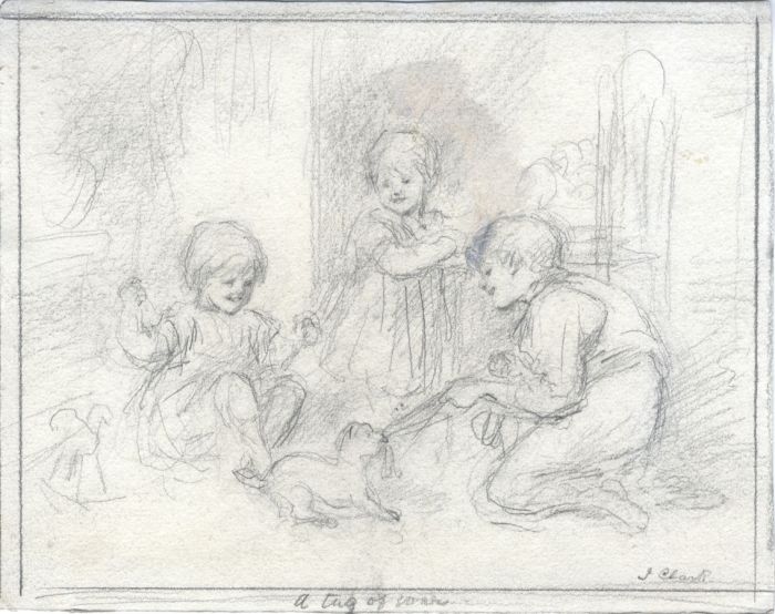 Joseph Clark - Signed Late 19th Century Graphite Drawing, A Tug of Corner