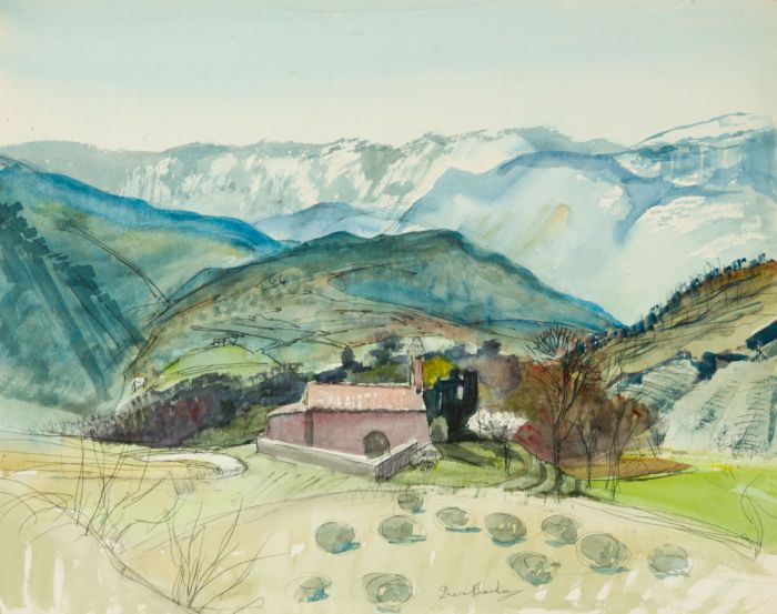 Irene Bache (1901-1999) - 1975 Watercolour, Ruined Chapel and Priest's ...
