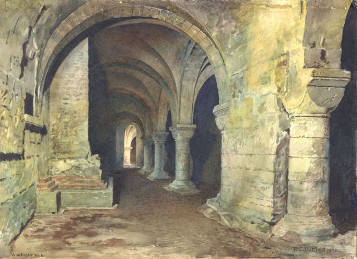 Thomas Charles Barfield - 1922 Watercolour, Crypt of Winchester Cathedral